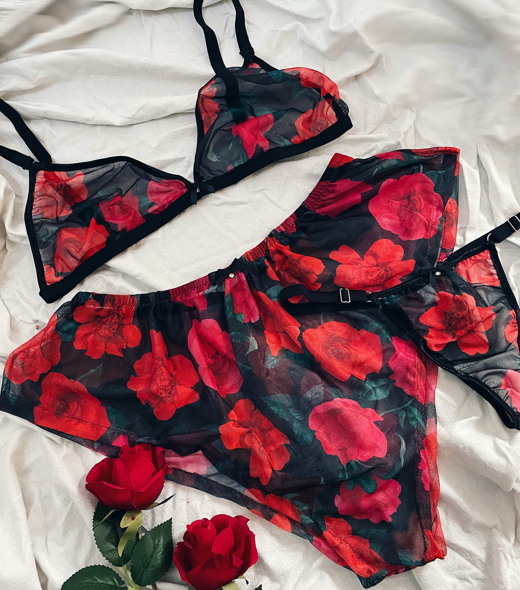 Rosie French Knicker 3-Piece Set – Abigail Walker Lingerie